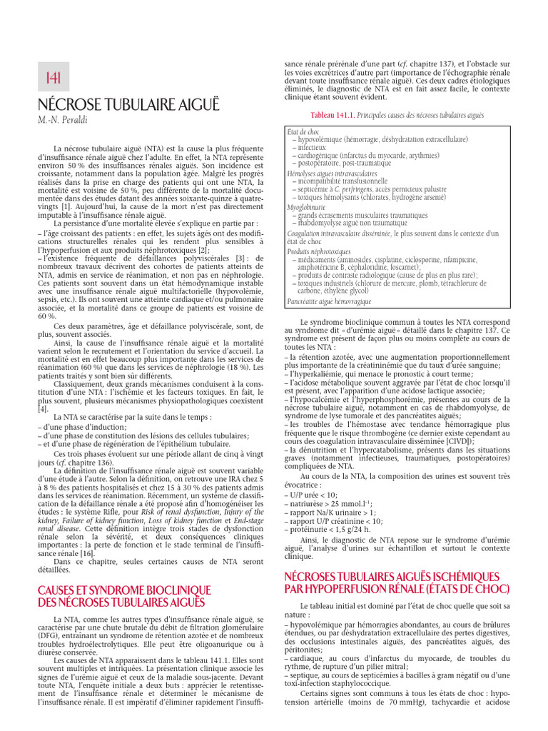 Nécrose Tubulaire Aiguë : Causes et Impact | PDF