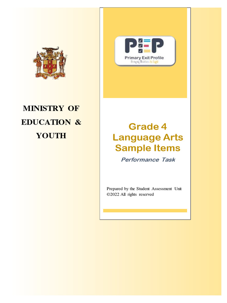 Pep 4 Sample Items Language Arts Performance Task | PDF | Computers