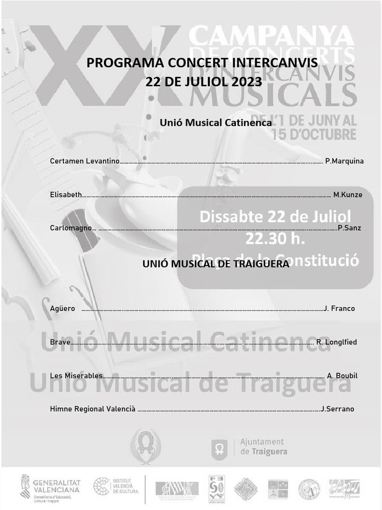 Concert Intercanvi 2023 Programa | PDF