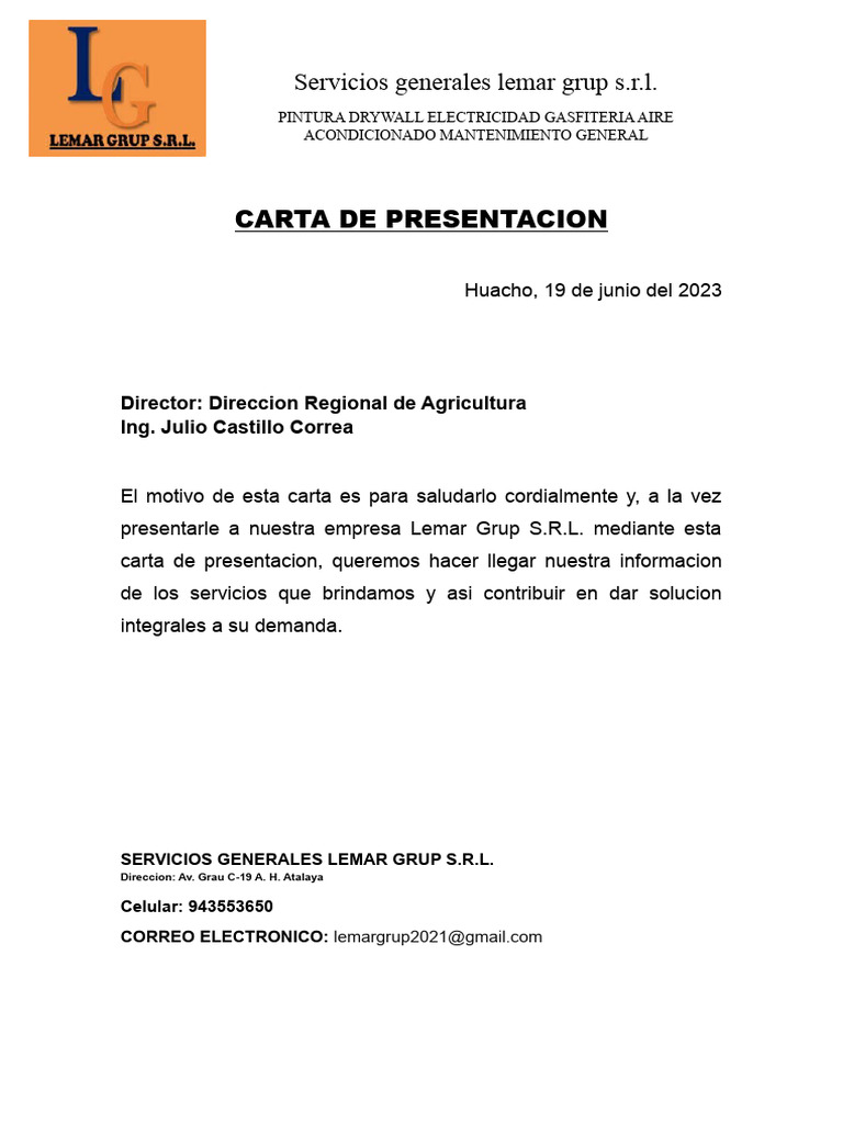 Carta de Presentacion | PDF