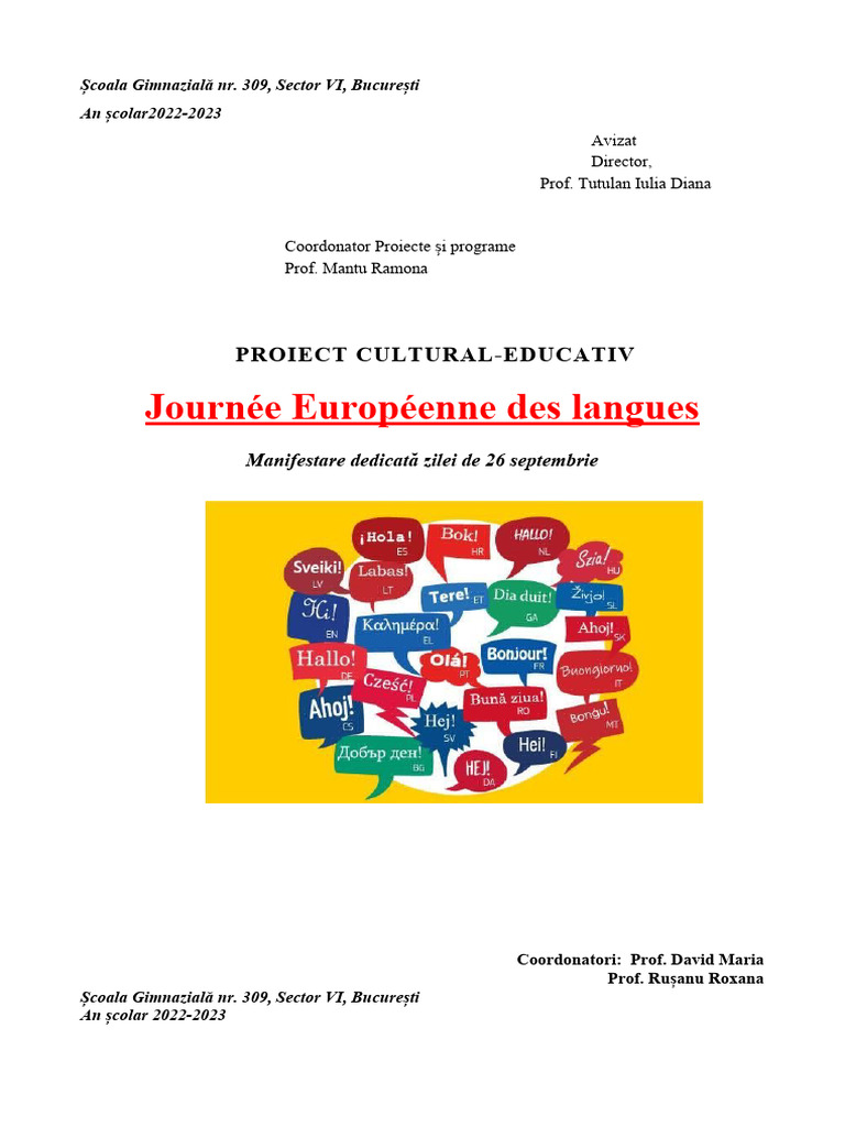 Proiect Ziua Limbilor | PDF Proiect Ziua Limbilor | PDF