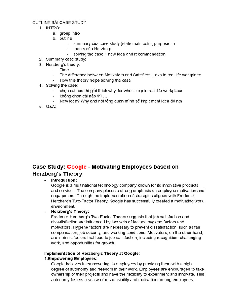 Outline Bài Case Study | Download Free PDF | Employee Retention ...