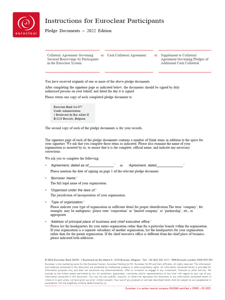 CR005-Instruction Cash Pledge - 09-2022 | PDF