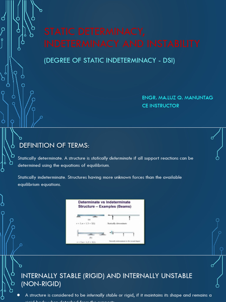 Static Determinacy Indeterminacy and Instability | PDF