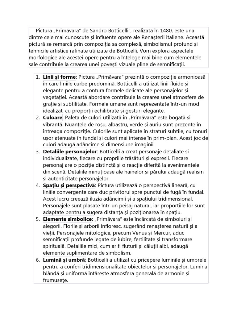 Primăvara - Sandro Botticelli | PDF