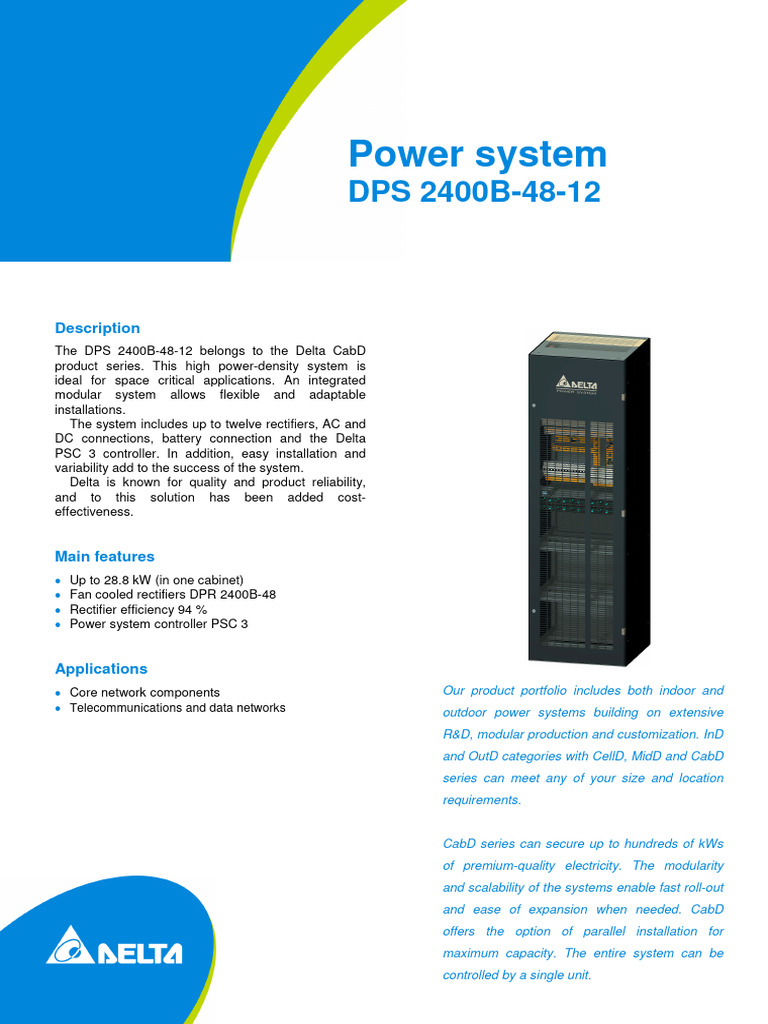 Power System: DPS 2400B-48-12 | PDF | Rectifier | Alternating Current