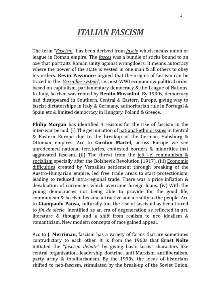 Italian Fascism (Anant) | PDF