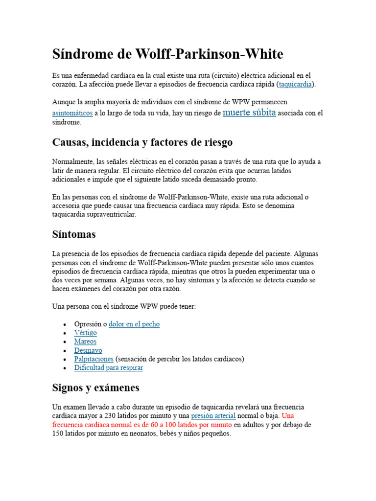 Síndrome de Wolff-Parkinson- White | PDF