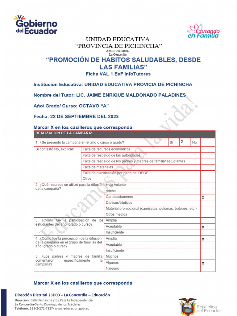 1 Fichas Educando en Familia PHS, DF 8vo A | PDF
