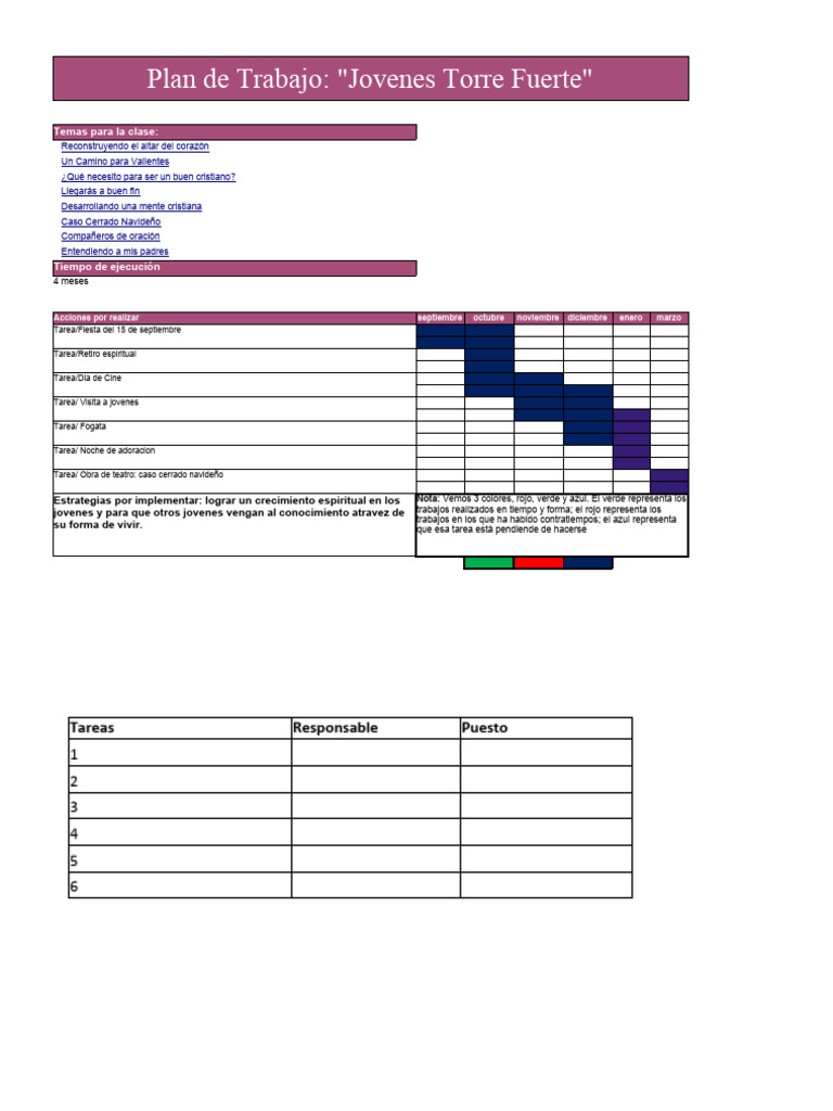 Plantilla Plan de Trabajo Excel | PDF