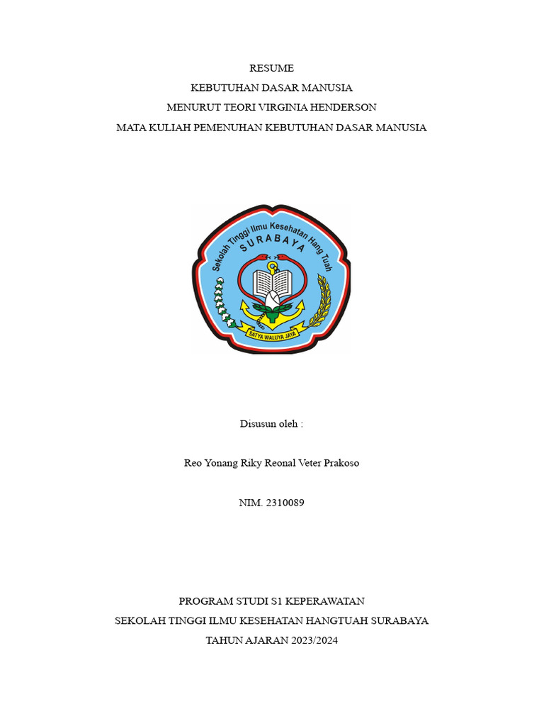 1B_2310089_Reo Yonang Riky_RESUME KDM TEORI VIRGINIA_pemenuhan KDM | PDF