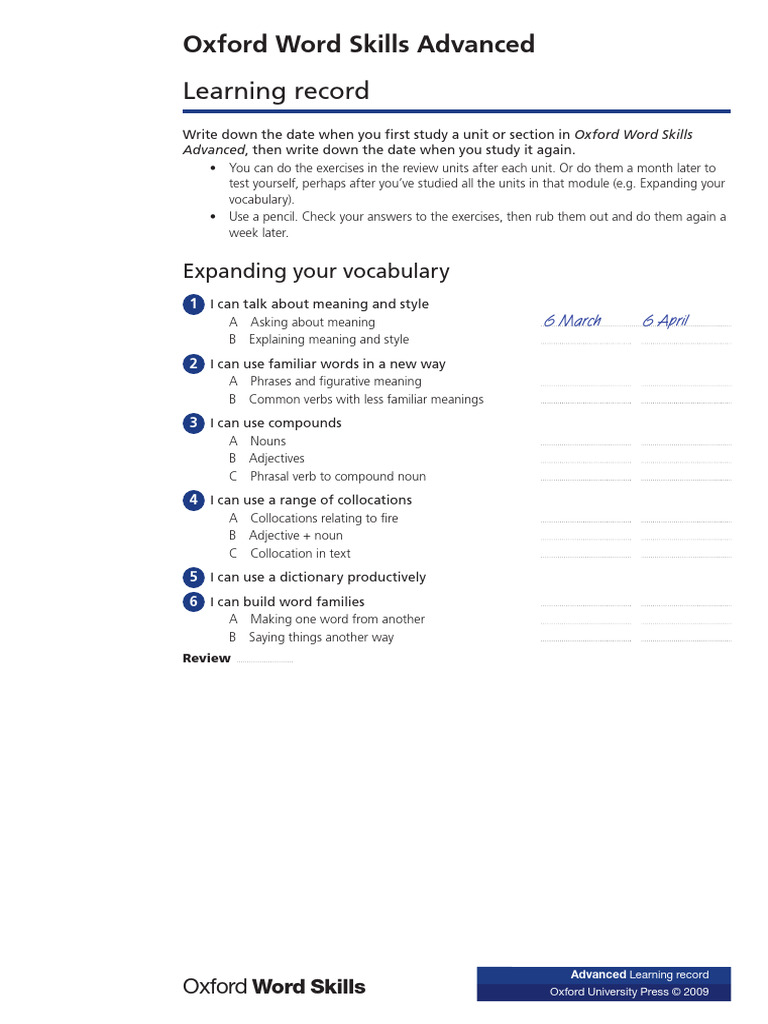 Advanced OWS Learning Record | PDF | Preposition And Postposition ...