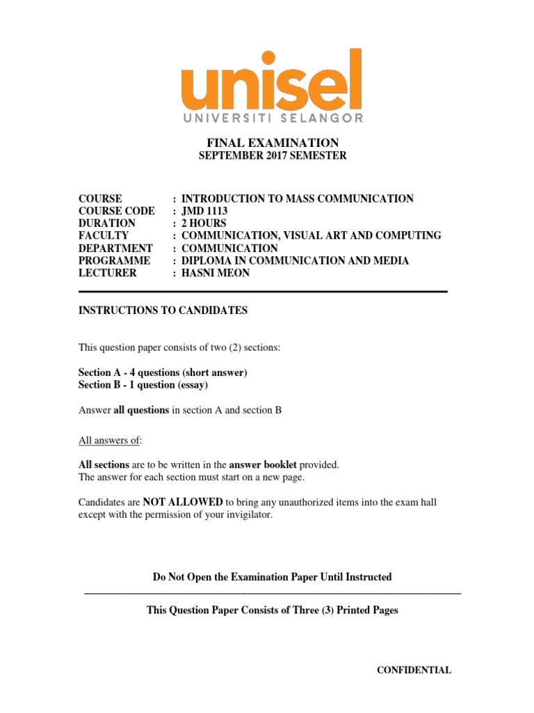 Masscom Past Year Paper | PDF