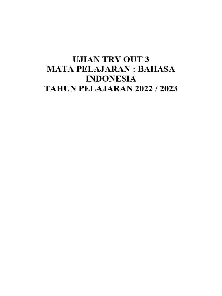Ujian Try Out 3 Bindo Tahun 2023 | PDF | Perjalanan