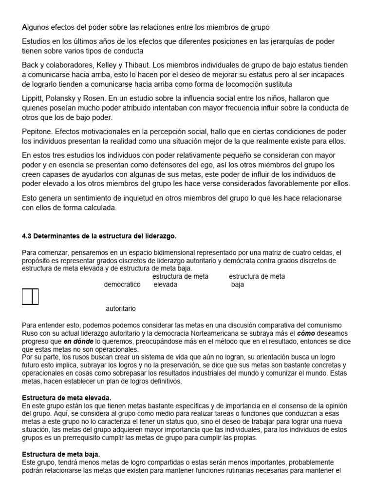 Algunos Efectos Del Poder Sobre Las Relaciones Entre Los Miembros de ... Algunos Efectos Del Poder Sobre Las Relaciones Entre Los Miembros de ...