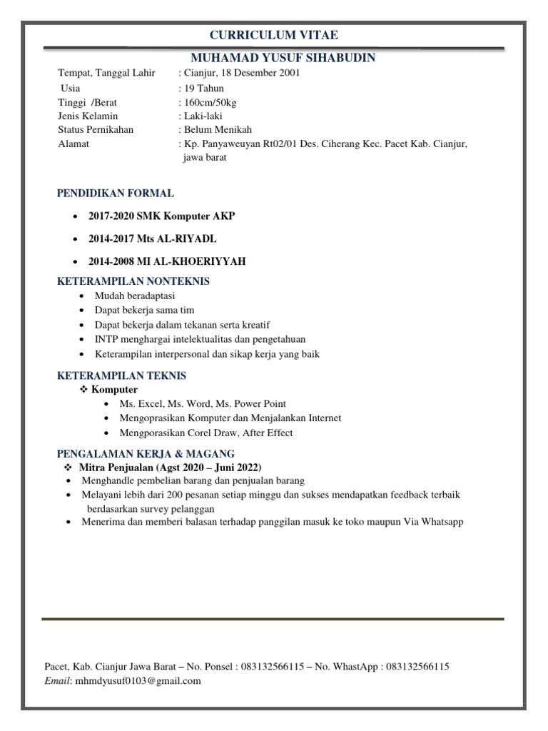 CV Yusuf Sihabudin | PDF