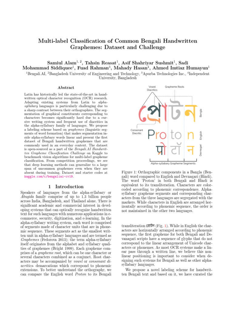 Done 1. MultiLabel Classification of Bengali Handwritten Graphemes | PDF | Writing | Notation
