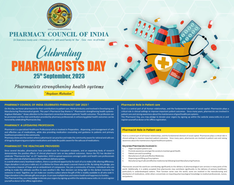 Celebrating Pharmacists Day Poster - 25092023 | PDF | Pharmacist | Pharmacy