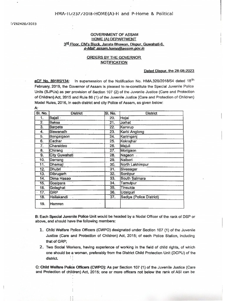 Juvenile Home Notification 2023 | PDF