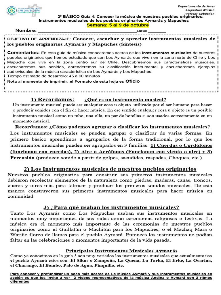 Instrumentos Musicales Aymarás y Mapuches | PDF | Estudios de idiomas ...