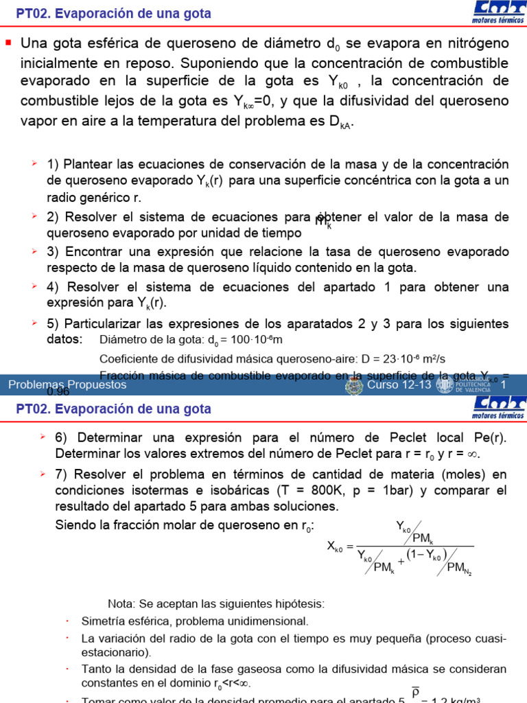 Evaporación de Gotas de Queroseno | PDF | Evaporación | Masa