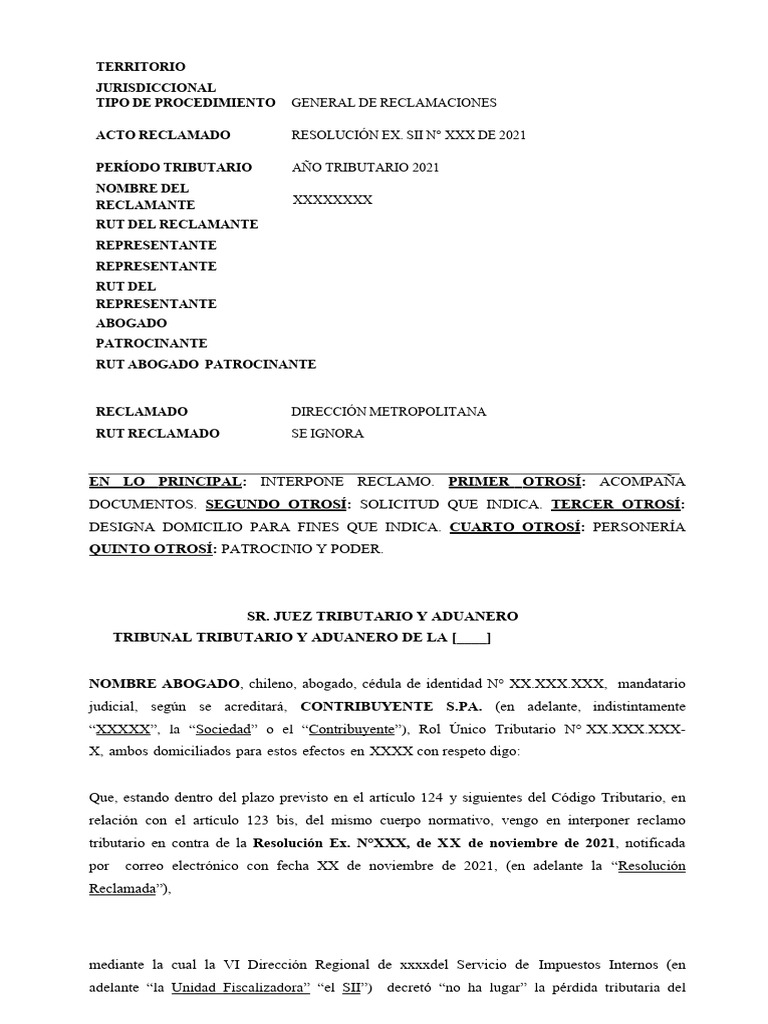 Modelo de Reclamo | PDF