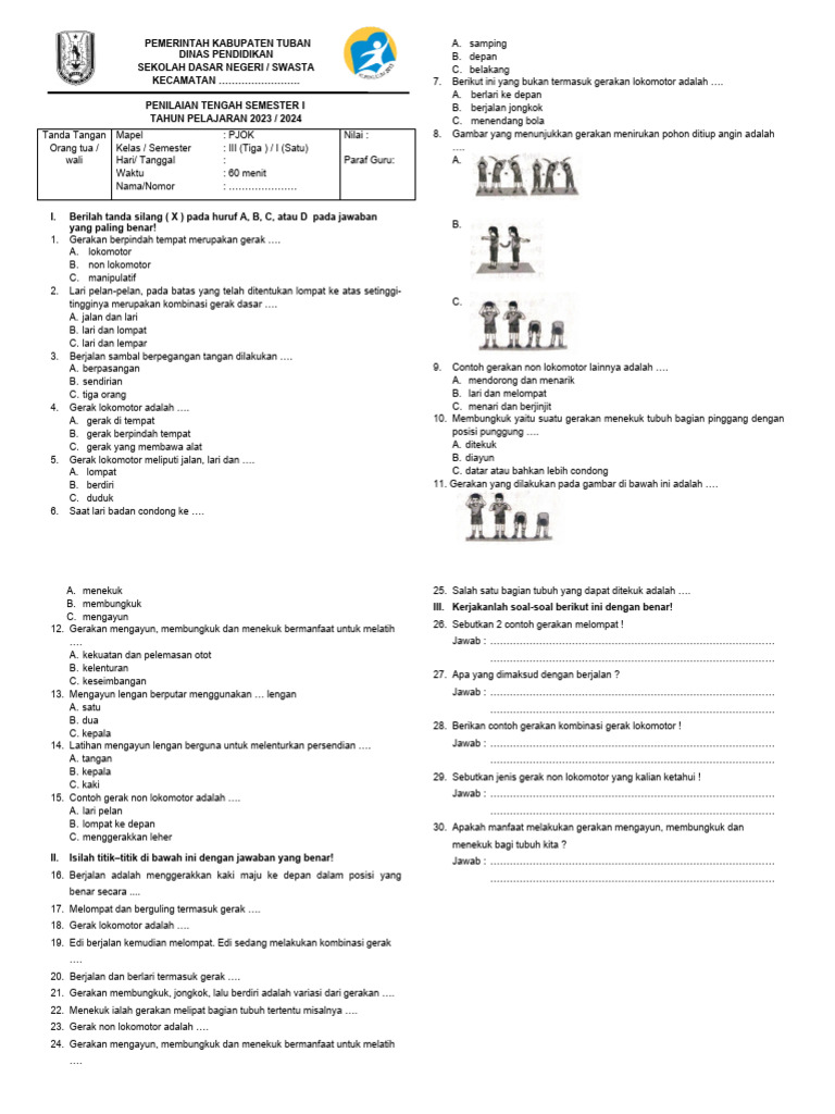 Soal PTS Pjok Kelas 3 Semester 1 | PDF