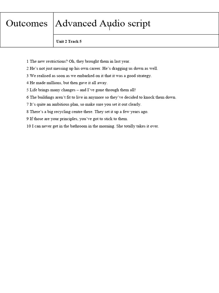 Advanced Audio Script: Unit 2 Track 5 | PDF | Career & Growth