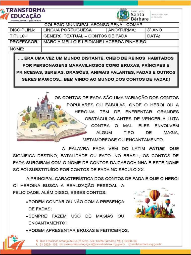 Gênero Textual Contos de Fadas | PDF