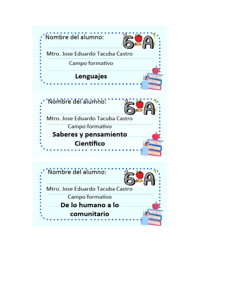 ETIQUETAS CAMPOS FORMATIVOS | PDF