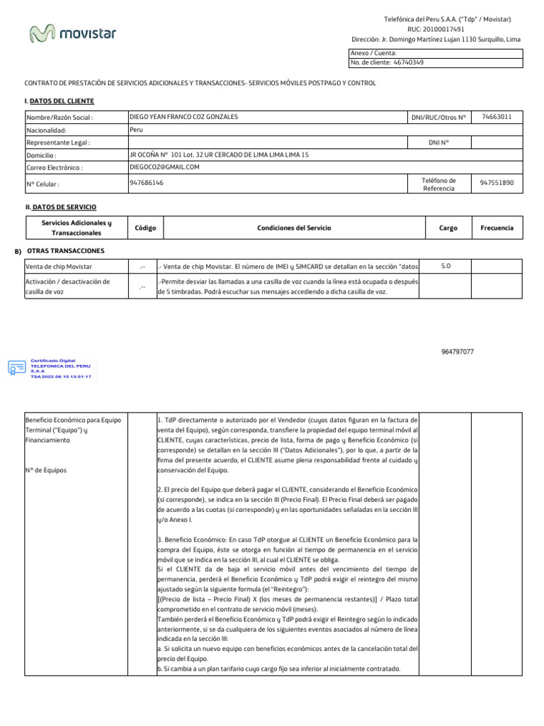 I. Datos Del Cliente | PDF