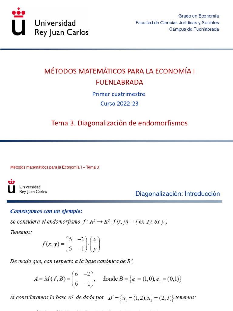 Tema 3 Diagonalización | PDF | Valores propios y vectores propios | Matriz (Matemáticas)