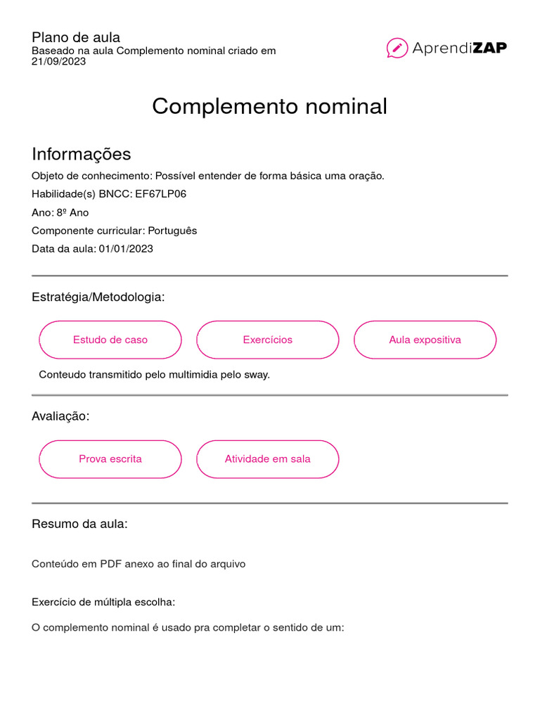Complemento Nominal | PDF