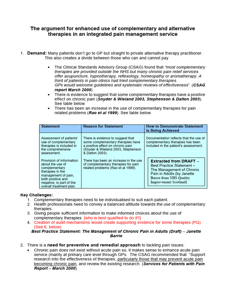 The Argument For Enhanced Use of Complementary and Alternative ...
