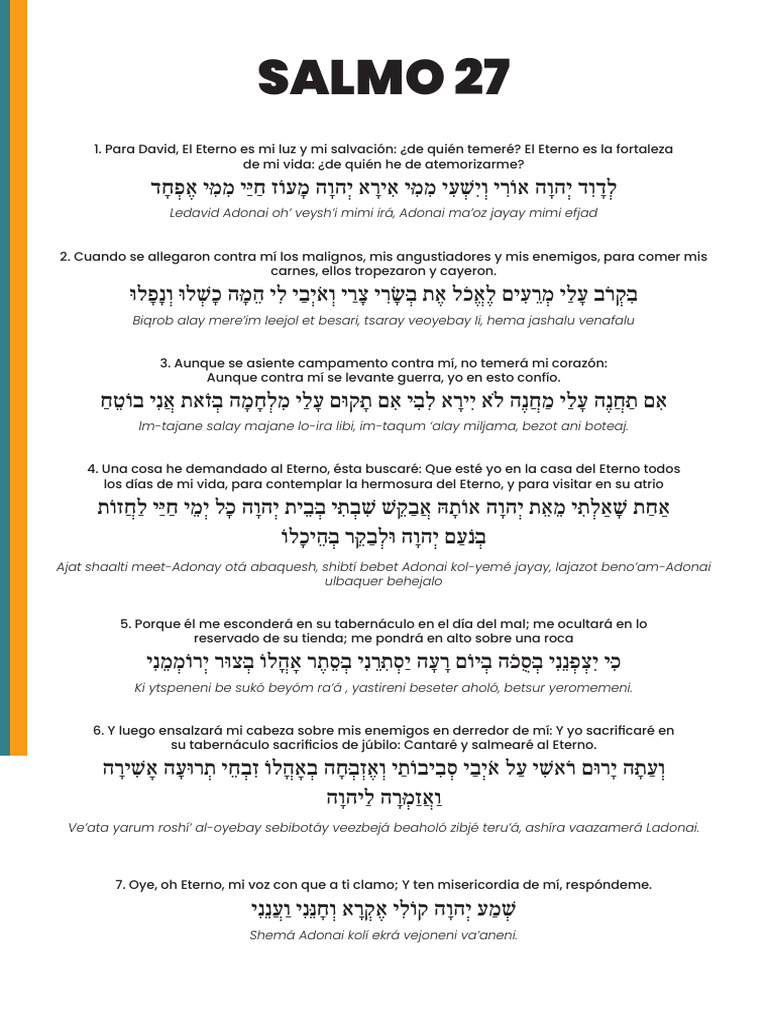 Salmo 27 | PDF | Lenguas de Israel | Colación