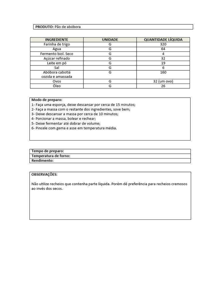 Pão de Abóbora | PDF