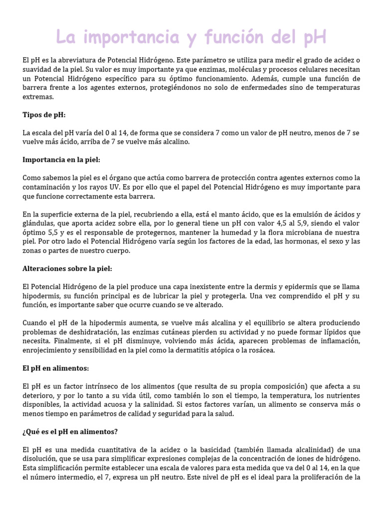 Investigación La Importancia y Función Del PH | PDF | Estilo de vida