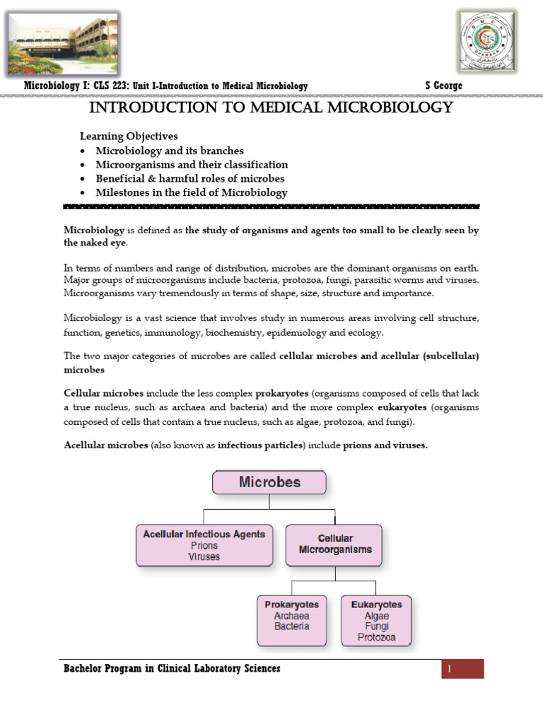 UNIT I. Introduction To Medical Microbiology | PDF