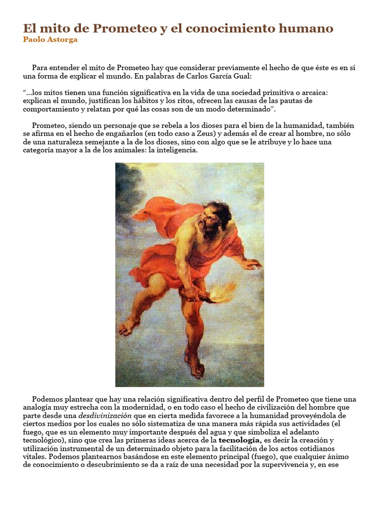 Prometeo: Mito y Conocimiento Humano | PDF | Prometeo
