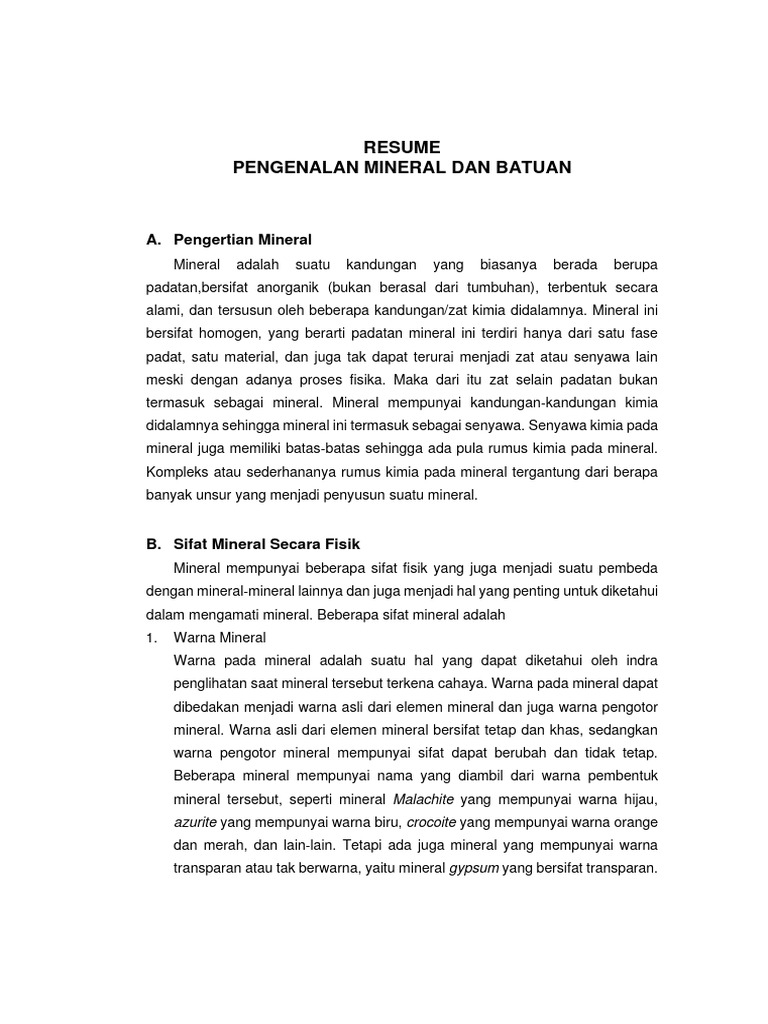 Pengenalan Mineral dan Batuan Dasar | PDF | Ilmu Sosial | Sains ...
