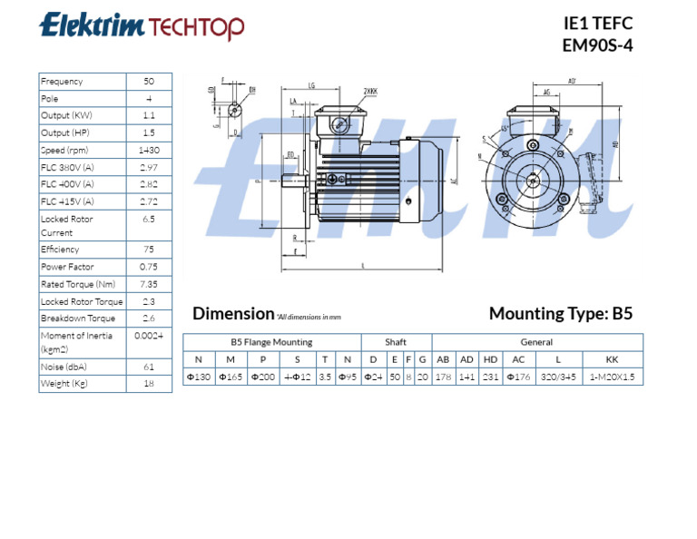 1.1KW IE1 TEFC - EM90S-4 - EMM Tech Top | PDF | Science & Mathematics ...