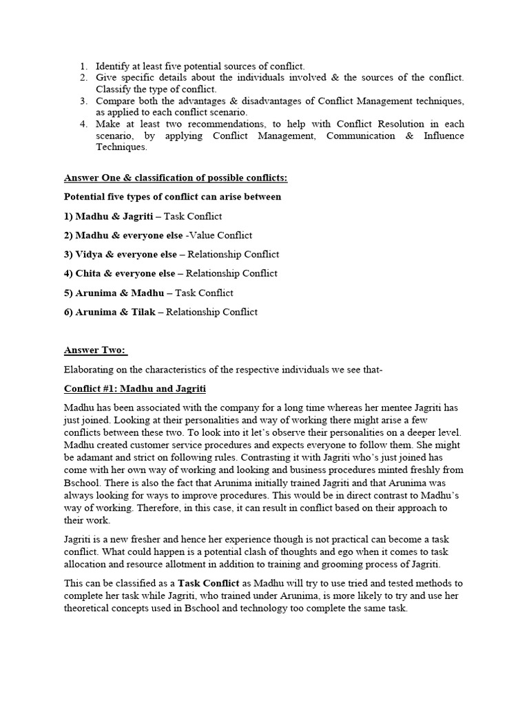Assignment 2 Answer 1,2,4 | PDF | Conflict Resolution | Behavioural Sciences