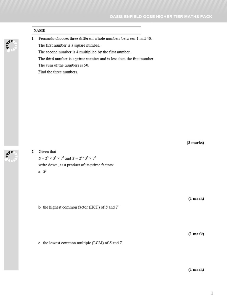 GCSE Higher Tier Maths Practice Pack | PDF | Area | Interest