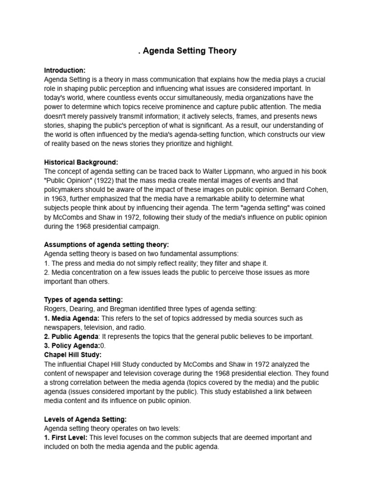 Agenda Setting Theory | PDF