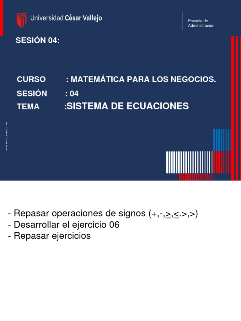 Sistema de Ecuaciones: Sesión 04 | PDF | Sistema de ecuaciones lineales ...