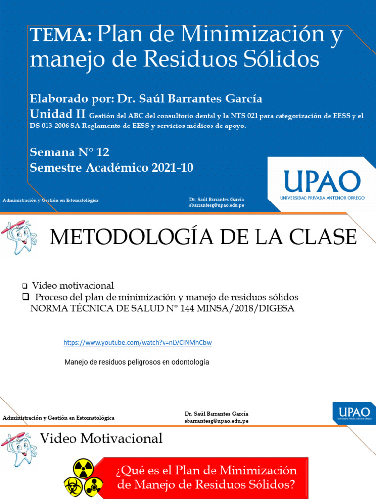 s12 - PPT - Plan de Minimización de Manejo de Residuos Sólidos | PDF | Residuos | Medicina