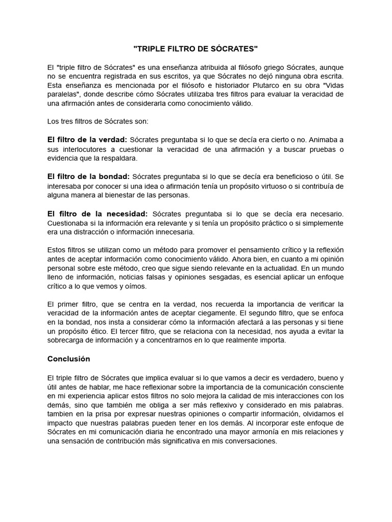 Triple Filtro de Sócrates | PDF