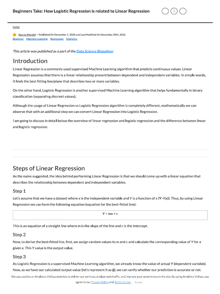Logistic Regression Vs Linear | PDF Logistic Regression Vs Linear | PDF