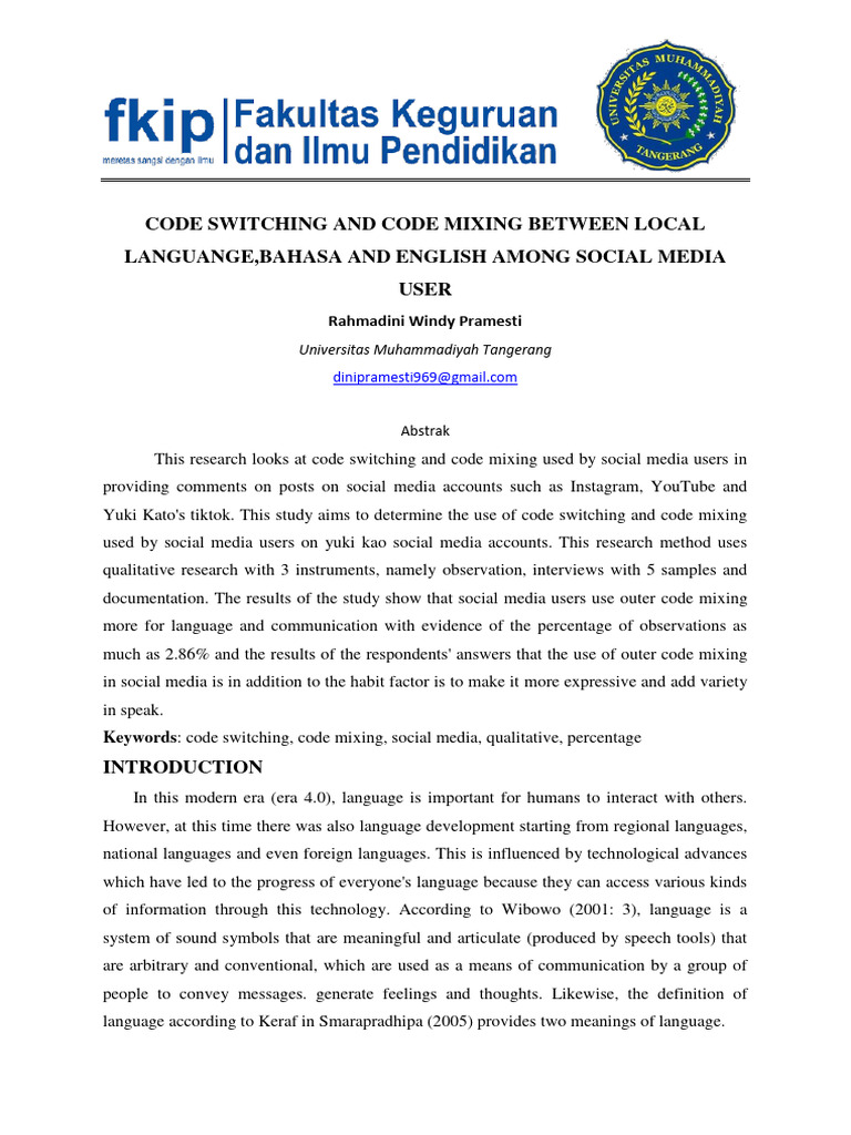 Code Switching and Code Mixing Analysis | PDF