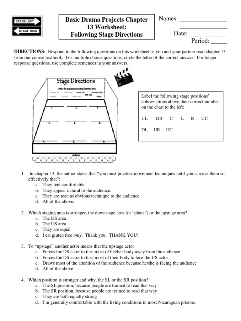 Parts of A Theatre Stage Worksheet | PDF